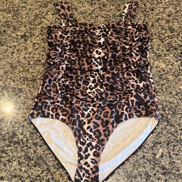 SHEIN | Swim | Tummy Control Leopard Print Ruched Swimsuit Size Xxl ...